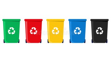 Garbage Bins for Sorting Waste. Multiple Trash Bins Vector Illustration ...