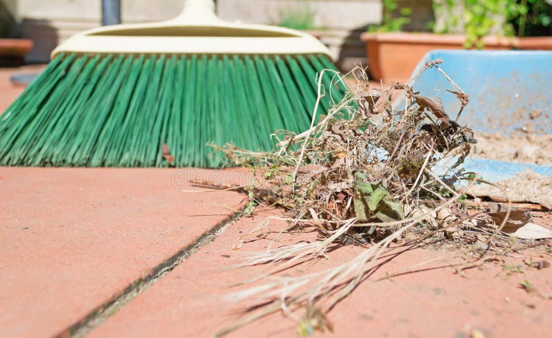 Garbage and broom stock photo. Image of meadow, leaf - 31090872