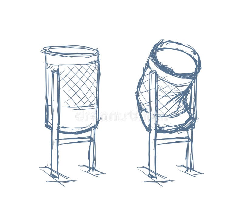 Garbage bucket sketch draw stock vector. Illustration of ecology ...