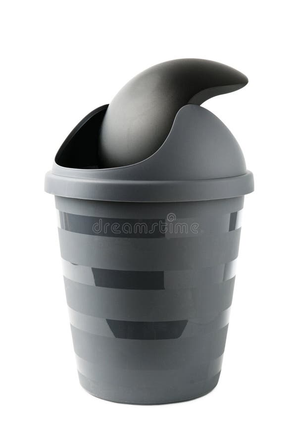 Trash Can with Plastic Black Isolated on White Background with Clipping ...