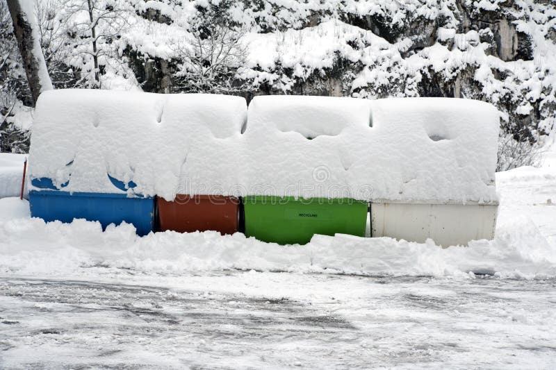 Garbage can stock image. Image of frost, seasonal, field - 28743879