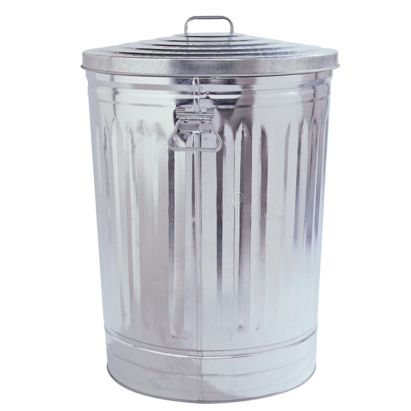 Silver steel trash can stock image. Image of waste, steel - 33532805