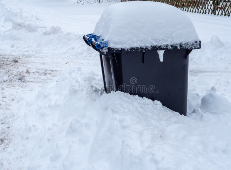 Garbage Can Completely Snowed in in the Snow Chaos Stock Image - Image ...