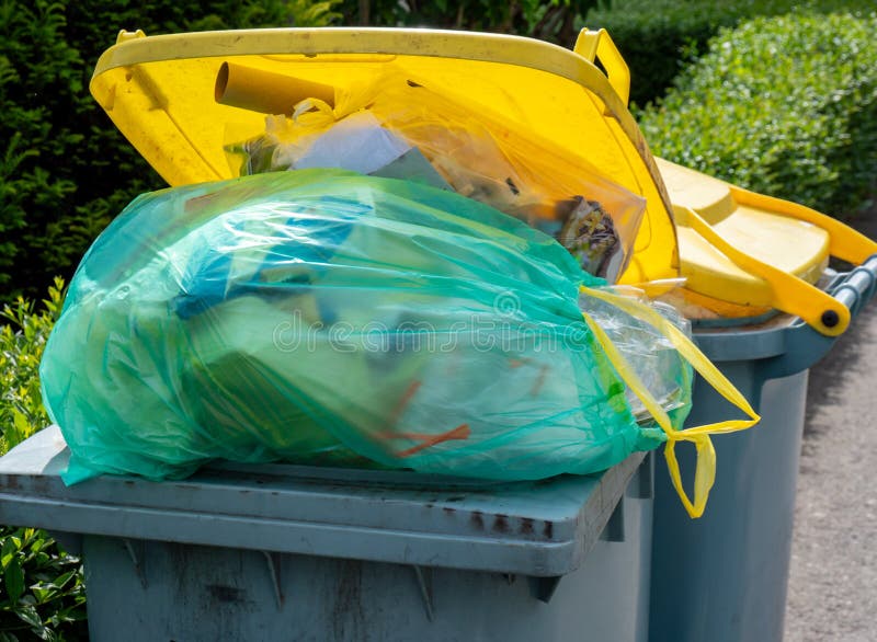 Garbage Can Full of Plastic Waste Environment Stock Photo - Image of ...