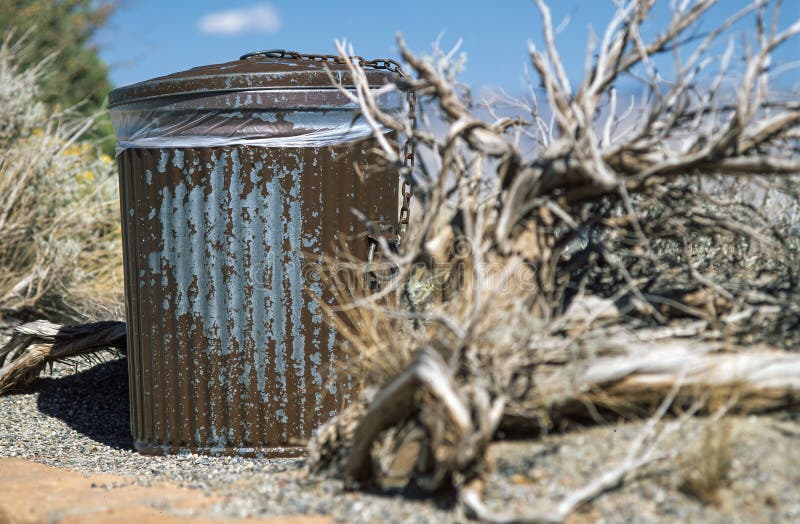 Garbage Can in the National Park, USA Stock Photo - Image of recycling ...