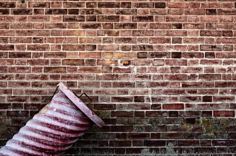 Garbage Can by the Red Brick Wall. Stock Image - Image of city, brick ...
