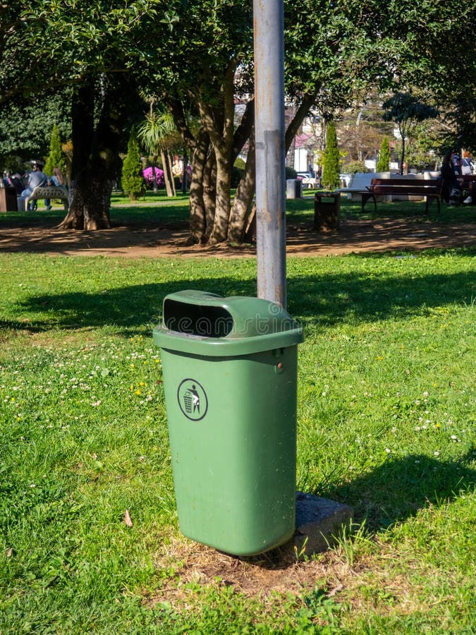 Garbage Can on a Pole. Caring for the Cleanliness and Ecology of the ...