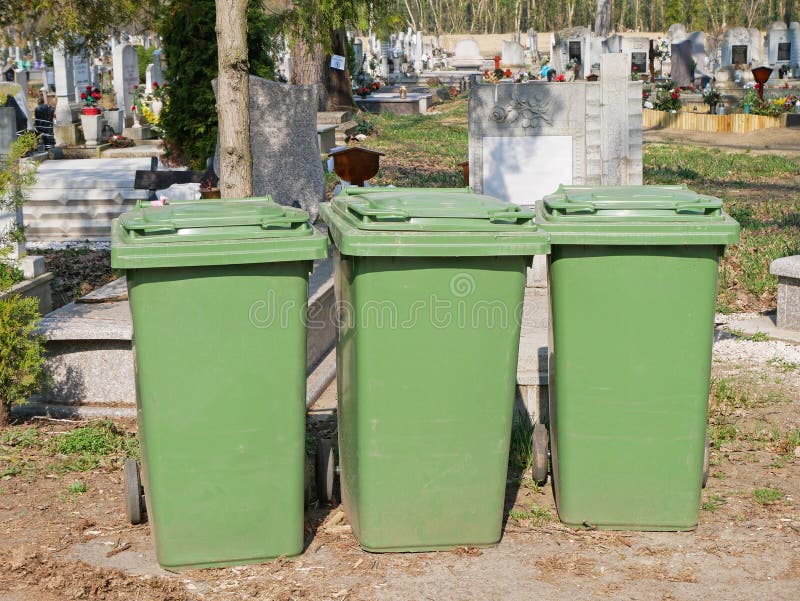 Garbage Can in the Public Cemetery Stock Image - Image of funeral ...
