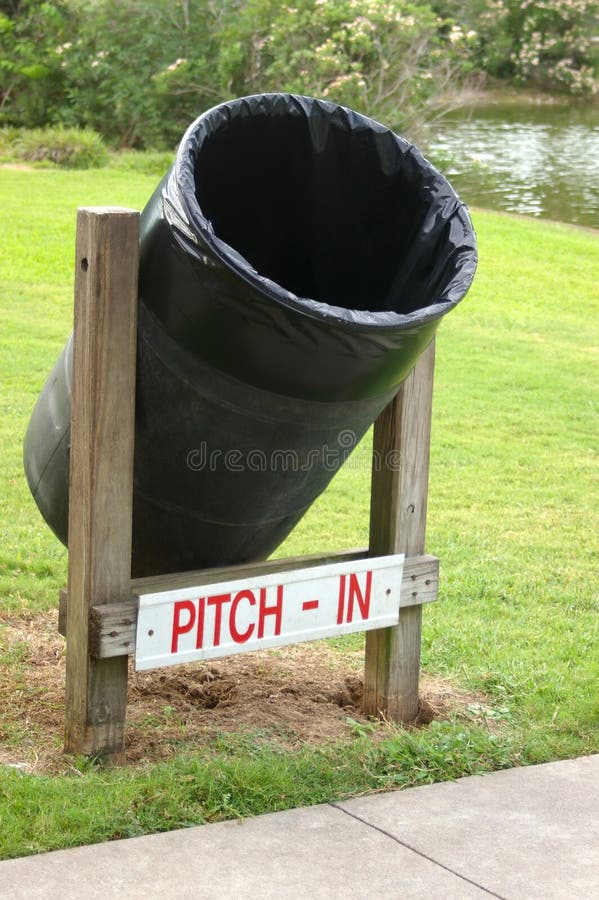 Garbage Can in a Public Park Stock Photo - Image of pitch, sign: 5851956