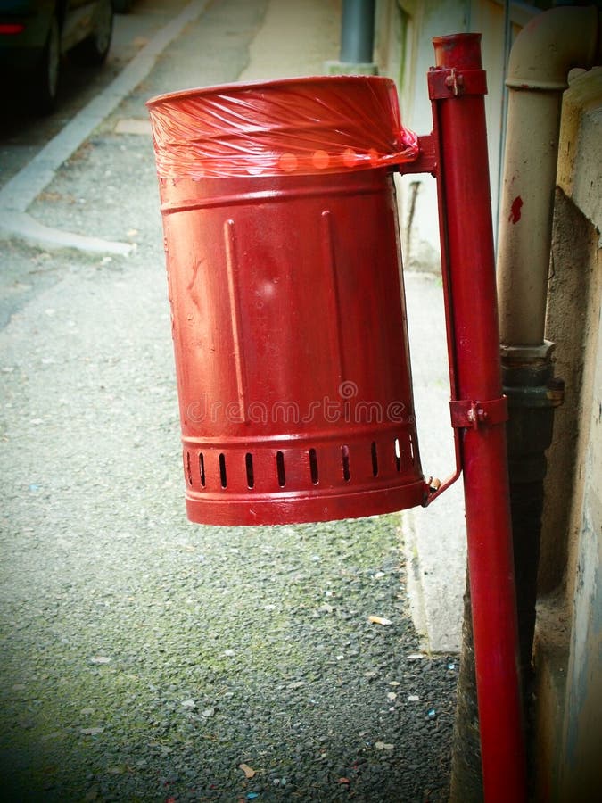 Garbage can in the street stock image. Image of concept - 108050463