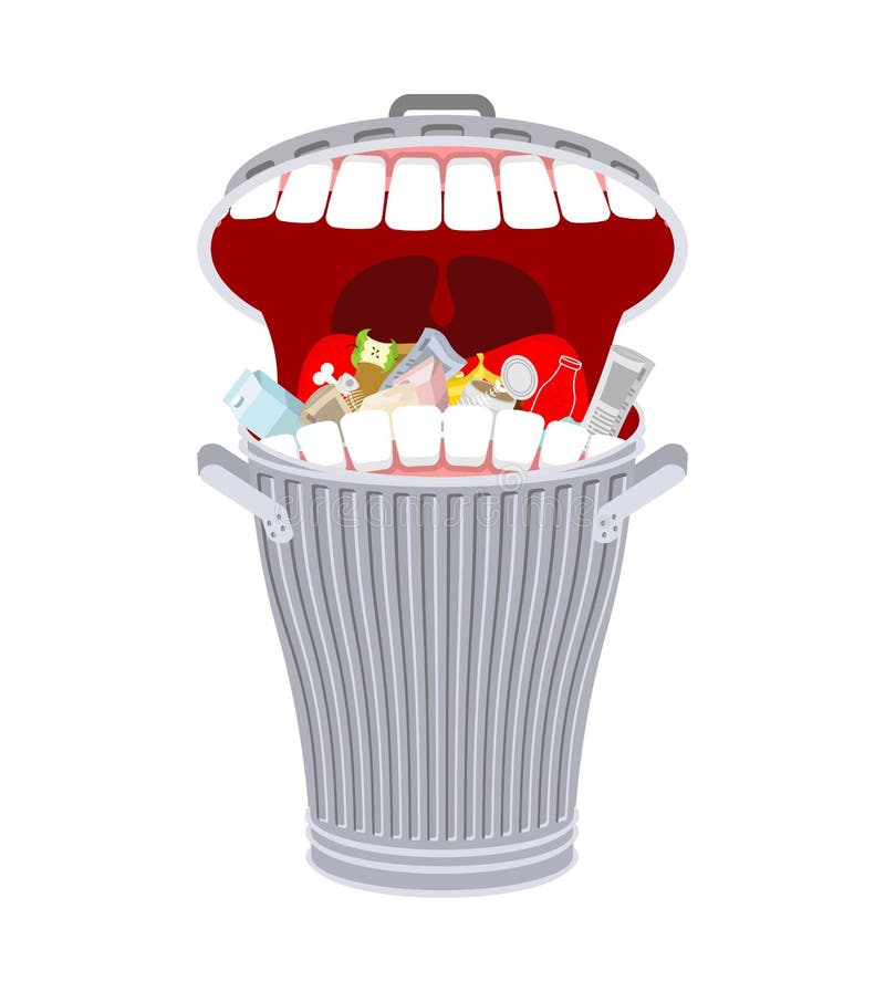 Garbage Can with Teeth. Trash Can Hungry Stock Vector - Illustration of ...