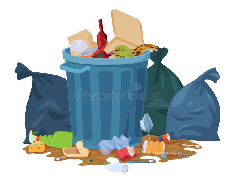 Garbage Can. Waste of Human Life. Vector Illustration Stock Vector ...
