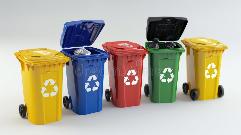 Garbage Cans Colors stock image. Image of conservation - 376045205