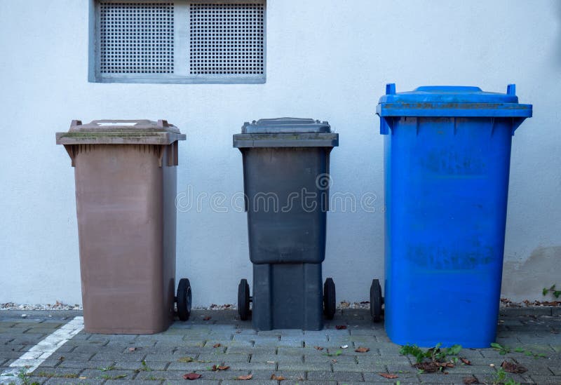 Garbage Cans in Different Colors Stock Image - Image of disposal ...