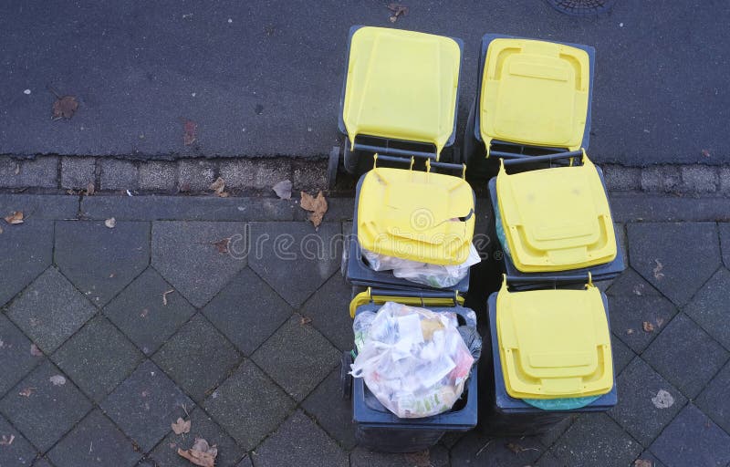 Garbage Cans, Dustbins with Plastic Waste. Recycling Material for Waste ...