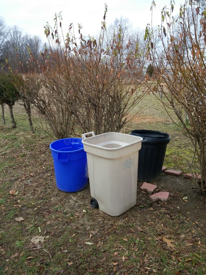 Garbage Cans stock photo. Image of recycle, cans, plastic - 49178788