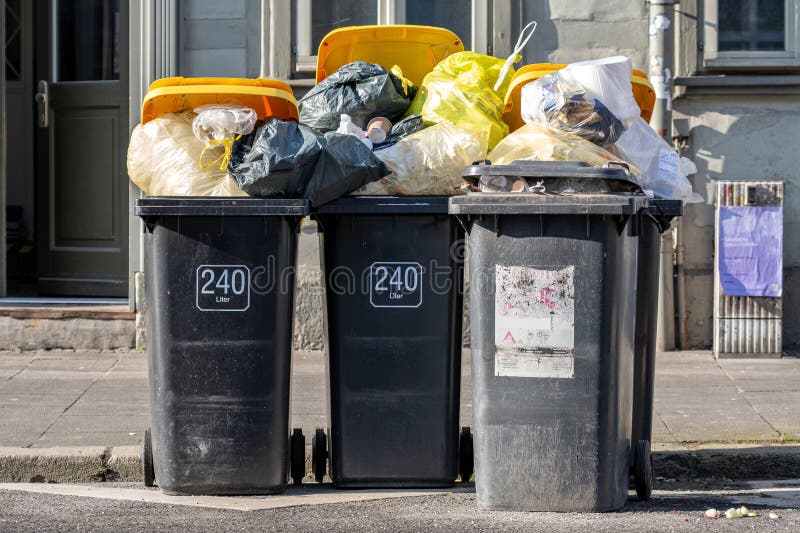 Garbage cans stock image. Image of roadside, refuse - 366560569