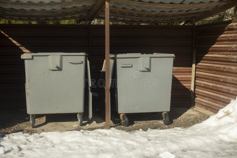 Garbage Cans are Gray. Place To Dump Waste Stock Photo - Image of ...