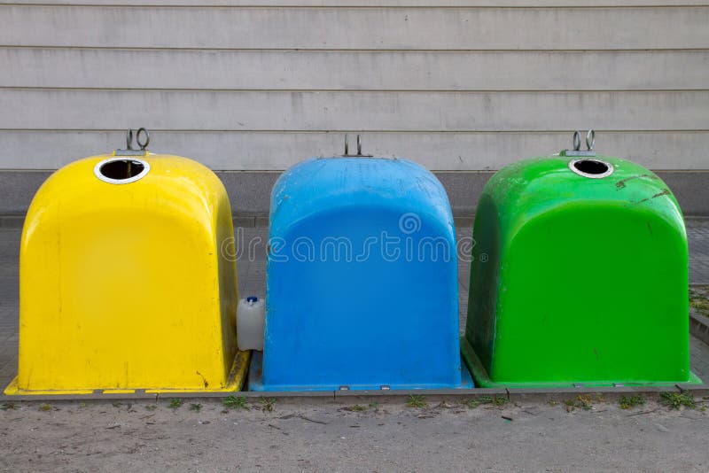 Garbage Cans for Separation of Waste. Stock Photo - Image of city ...