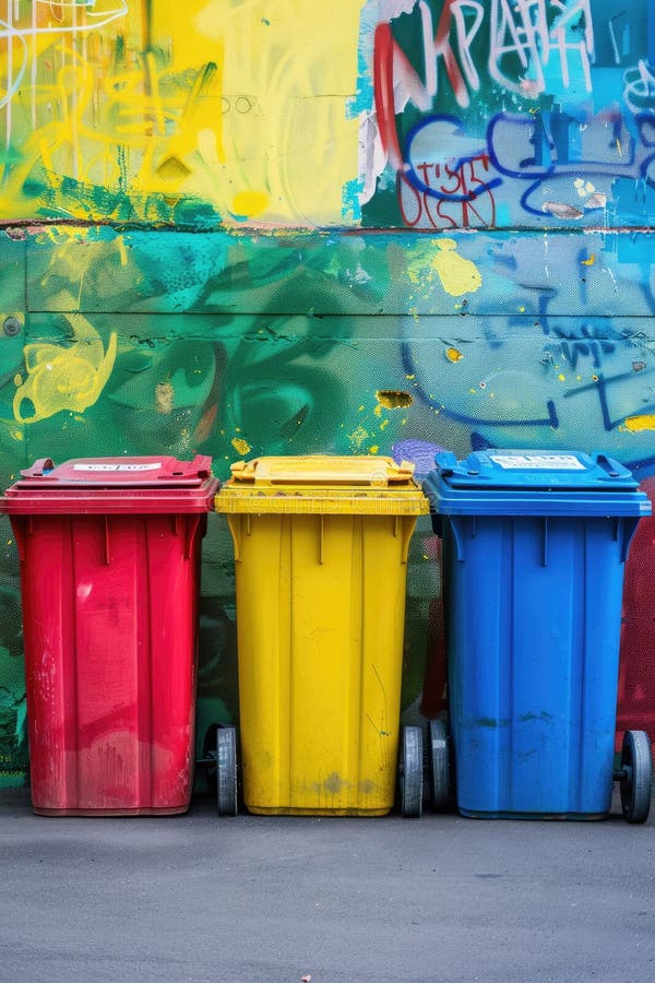 Garbage Cans Sorting Garbage. Selective Focus Stock Illustration ...