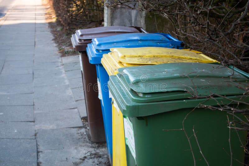 Garbage Cans for Various Waste Stock Photo - Image of plastic, trash ...