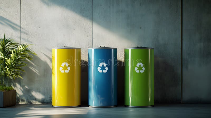 Garbage Cans for Waste Sorting, Ecology, Sustainable Development Stock ...