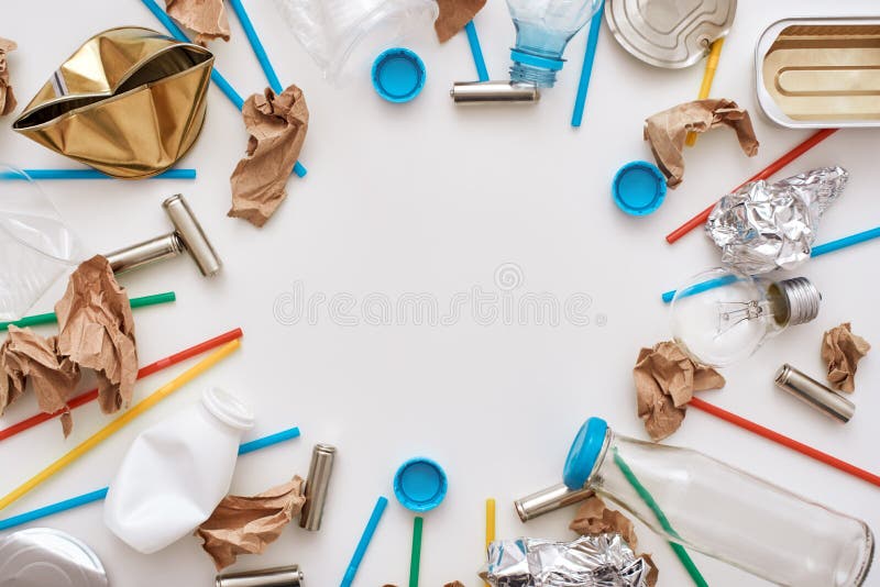Garbage Circle. Different Types of Garbage Around the World Stock Image ...