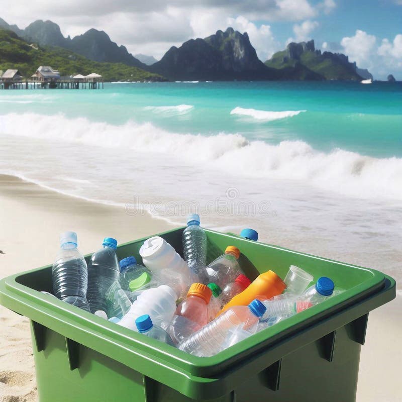 Garbage Collection Bin on the Beach. Ecology and Plastic Recycling ...