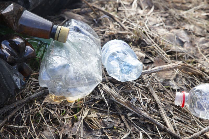 Garbage Collection in the Spring in the Park.Bags of Garbage on the ...