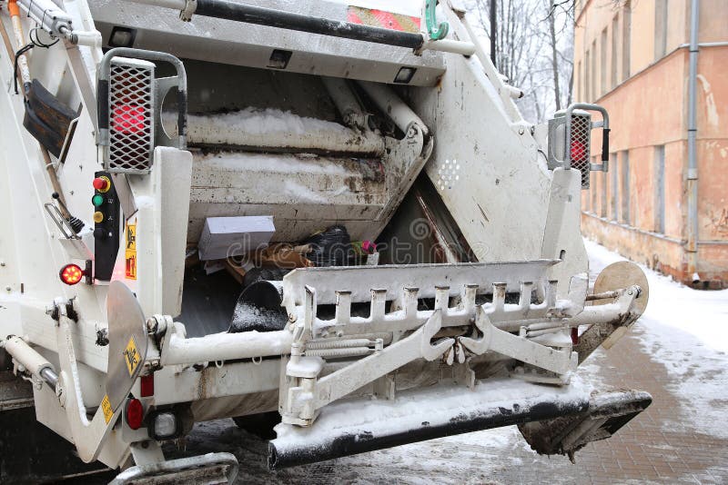 The Garbage Collection in the Street Stock Photo - Image of sweeping ...