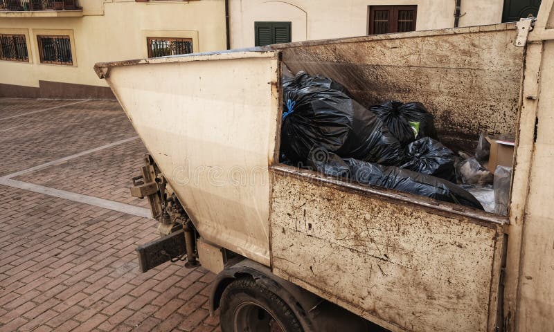 Garbage collection van stock image. Image of urban, dirty - 110206351