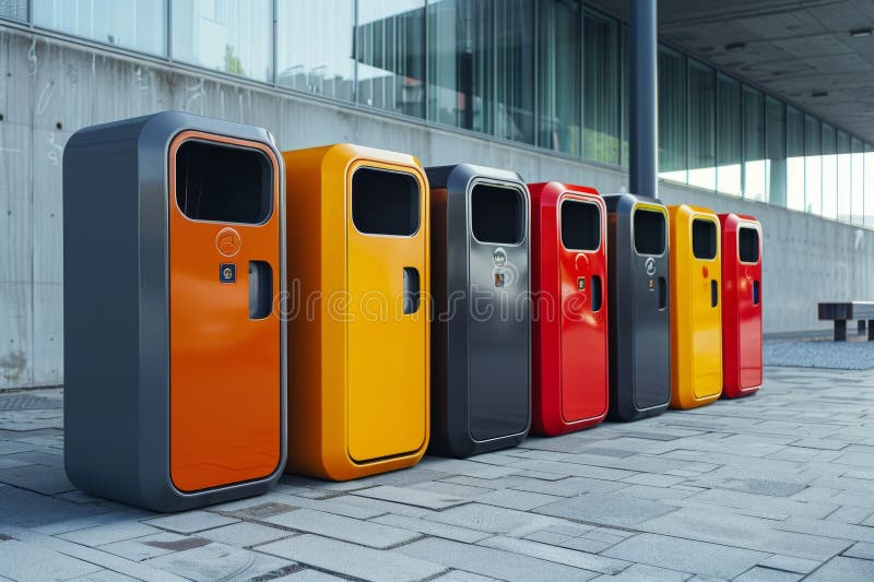 Garbage in Colored Trash Cans, Sorted Concept Stock Image - Image of ...