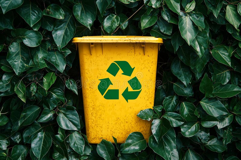 Garbage Container on the Background of Green Leaves, Recycling, Sorting ...