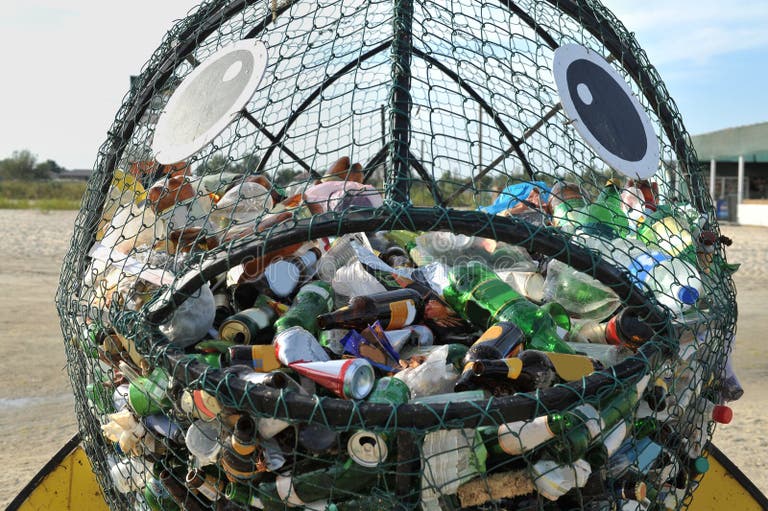 Container for Collecting Secondary Plastic Packaging on the Beach Stock ...