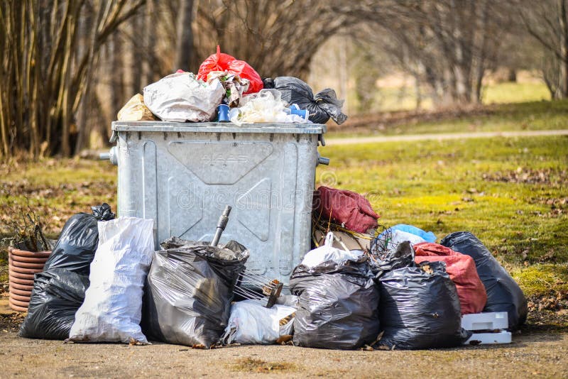 Garbage Container Full of Trash Stock Image - Image of environmental ...