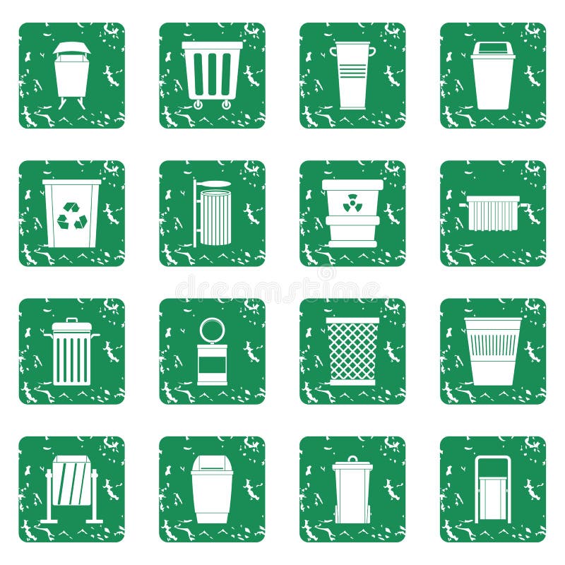 Garbage Container Icons Set Grunge Stock Vector - Illustration of ...