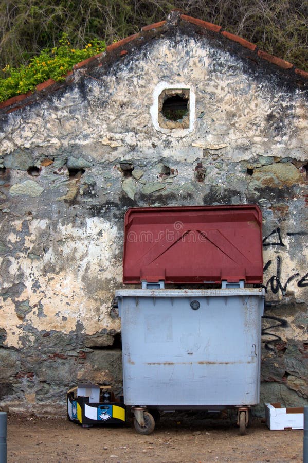Garbage Container in Front of an Old House Stock Photo - Image of city ...