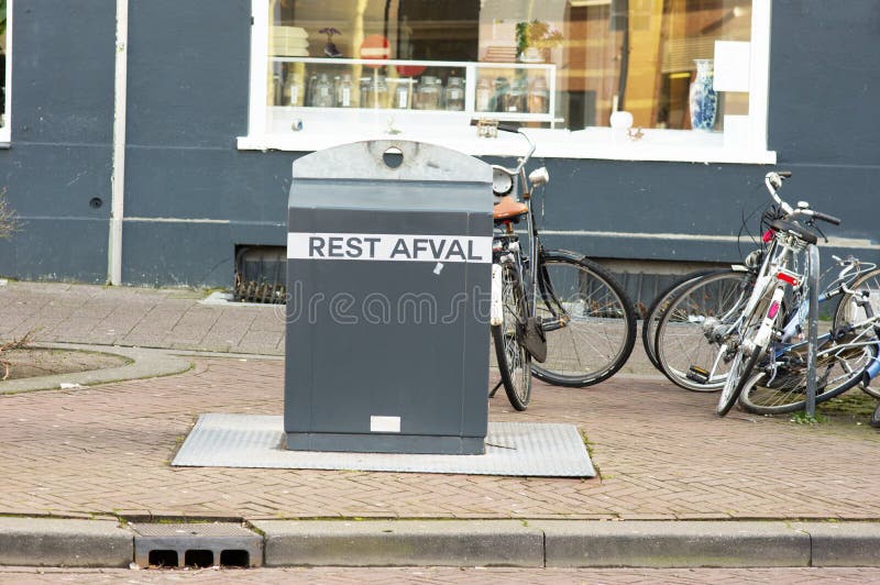Garbage Container in the Street Stock Image - Image of environment ...