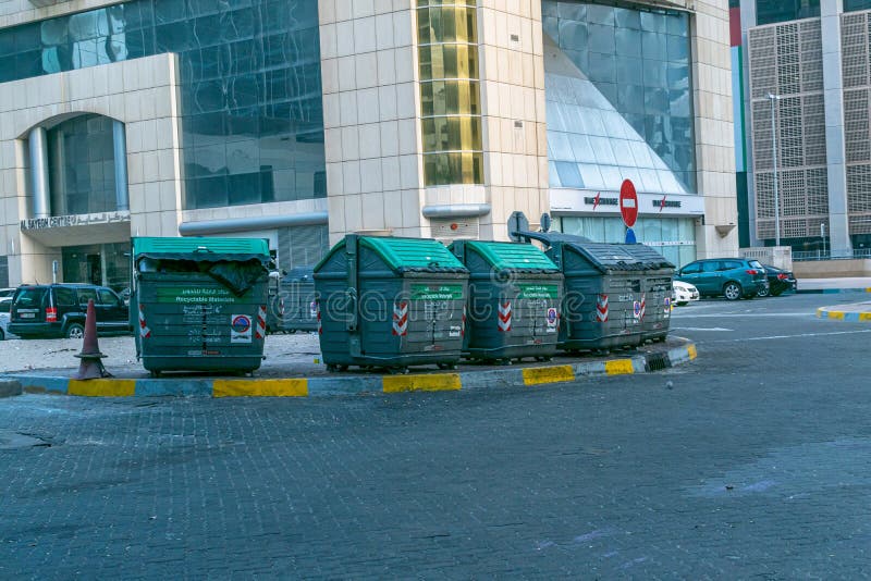 Garbage Containers in the Abu Dhabi Residence Street Editorial Photo ...
