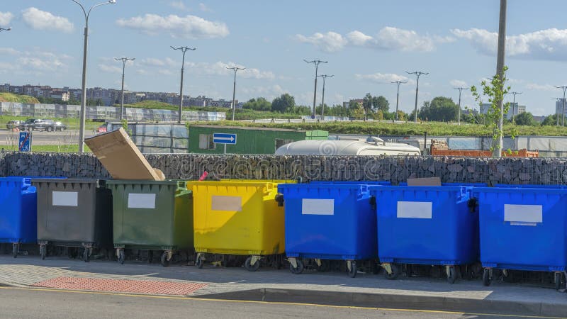 Garbage Containers for Garbage Segregation on the Street. Colored ...
