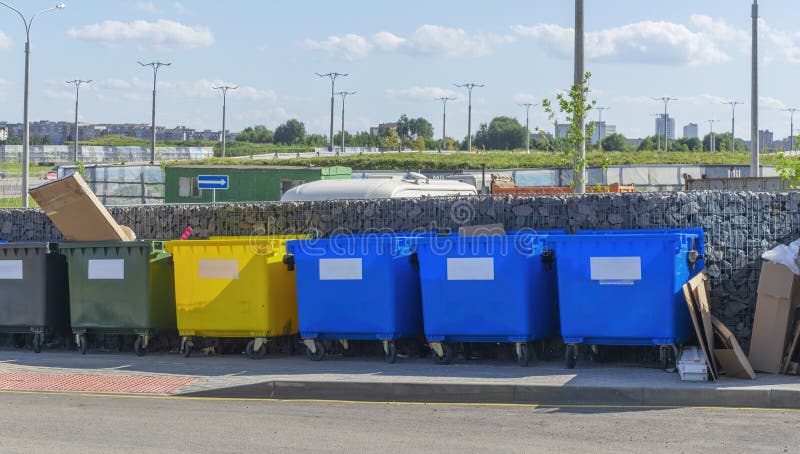 Garbage Containers for Garbage Segregation on the Street. Colored ...