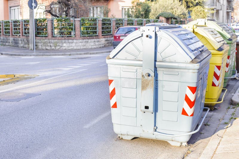 Garbage Containers for Separate Types of Trash Stock Photo - Image of ...