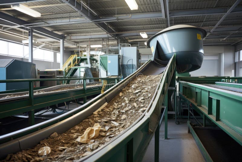 Garbage Conveyor Belt Where Pieces of Garbage are Sorted into Different ...