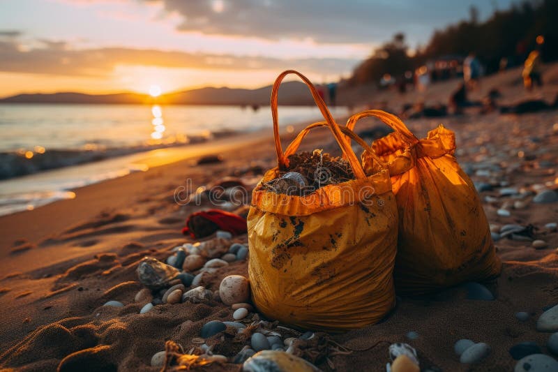 Garbage and Debris Washed Onto Beach after Storm, Causing Environmental ...