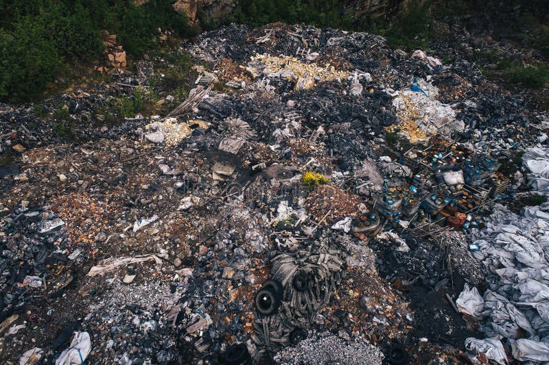 Garbage Dump Aerial stock image. Image of scrapyard - 118454751