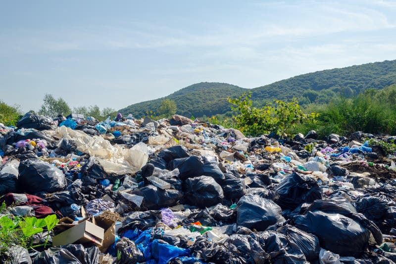 Garbage Dump on a Background of Mountains, Environmental Pollution ...