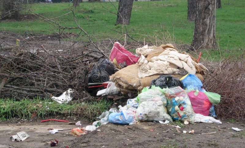 Garbage Dump at the Base of the Trees Stock Image - Image of mandatory ...