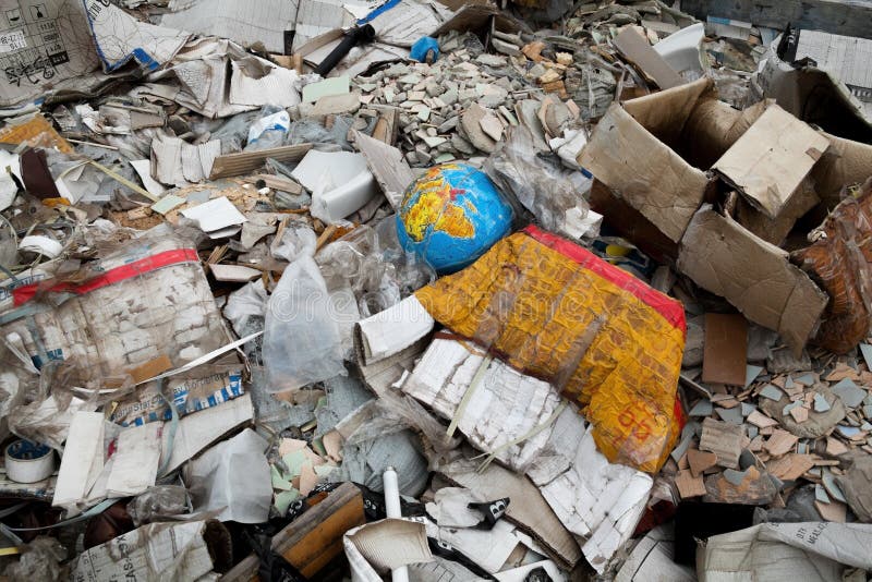 Garbage Dump. Broken Terrestrial Globe in the Garbage Stock Image ...