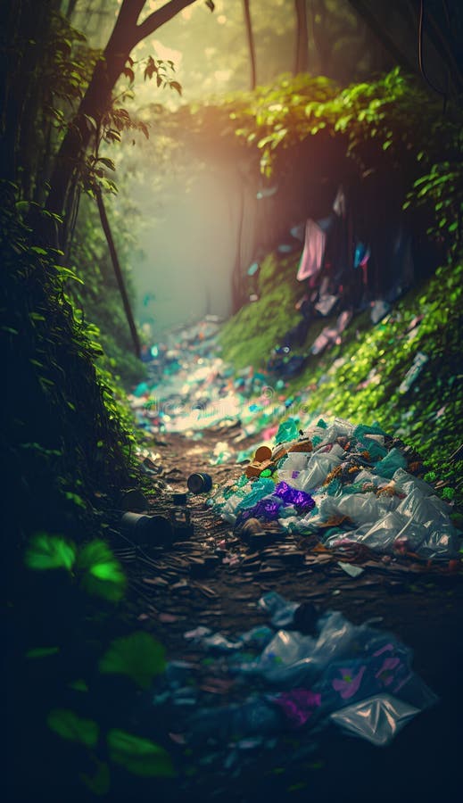 Garbage Dump in the Forest. Pollution of Environment Concept Stock ...