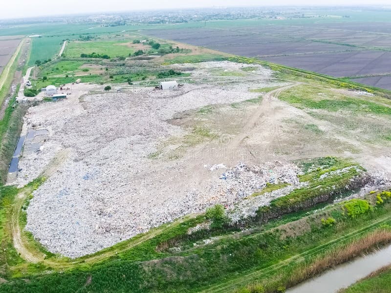 Garbage Dump with Heaps of Garbage and Facilities. Landfill of Garbage ...